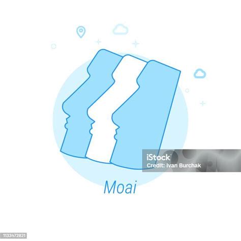 Moai 부활절 섬 평면 벡터 일러스트 레이 션 아이콘입니다 밝은 파란색 단색 디자인입니다 편집 가능한 스트로크 개성 개념에 대한 스톡 벡터 아트 및 기타 이미지 Istock