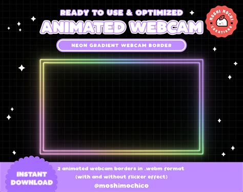 Twitch Animated Neon Webcam Border Rainbow Animated Camera Frame