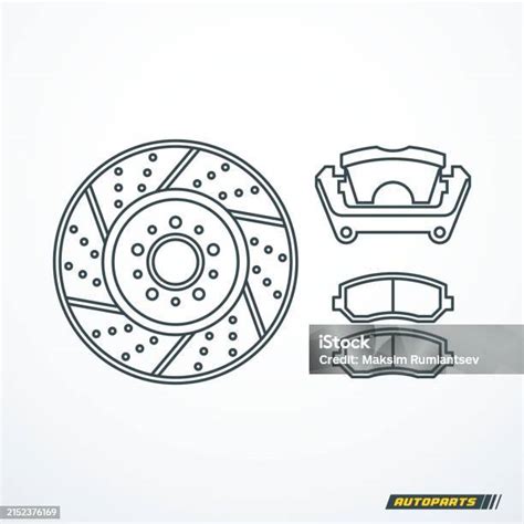 자동차 브레이크 디스크 및 브레이크 패드 아이콘 세트 벡터 일러스트 레이 션 아이콘에 대한 스톡 벡터 아트 및 기타 이미지 아이콘 브레이크 차 Istock