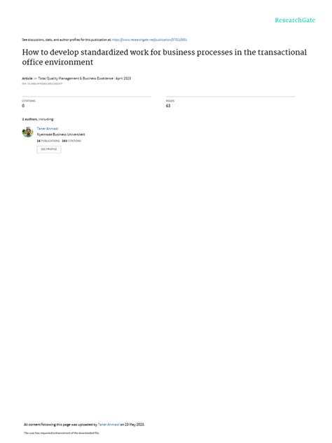 How To Develop Standardized Work For Business Processes In The