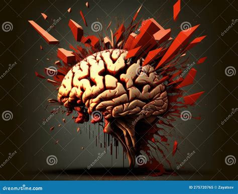 Human Brain Exploding On A Solid Background Mind Blown Concept Stock Illustration
