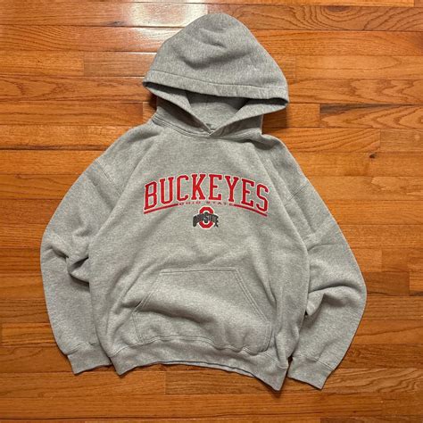 Vintage Grey Ohio State Buckeyes Hoodie Size Depop