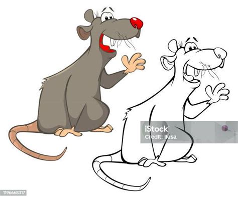 당신이 디자인 및 컴퓨터 게임을위한 귀여운 만화 캐릭터 쥐의 벡터 일러스트 레이션 색칠하기 책 윤곽선 세트 귀여운에 대한 스톡