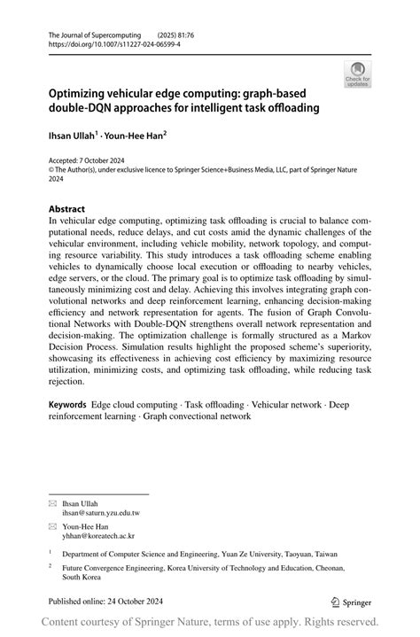 Optimizing Vehicular Edge Computing Graph Based Double Dqn Approaches