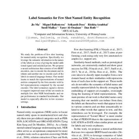 Label Semantics For Few Shot Named Entity Recognition Acl Anthology