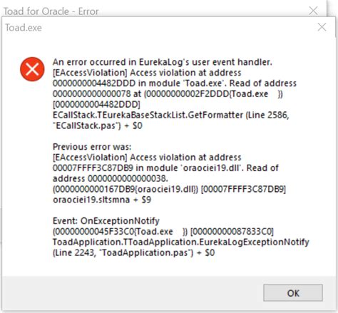 Access Violation 041a3e6c Toad Shuts Down 13 By Bengedv Toad For Oracle And Devops Toolkit