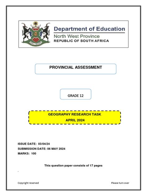 2024 Geo Grade 12 Research Task Pdf Geography Urbanization
