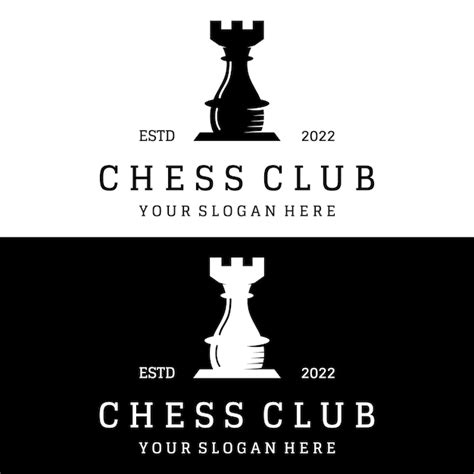토너먼트 체스 팀 및 게임용 킹스 폰 및 루크 로고가 포함된 체스 전략 게임 템플릿 로고 프리미엄 벡터