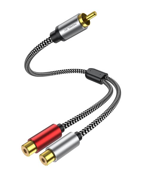 Rca Splitter Nylon Braided Rca Y Splitter Cable 1 Male To 2 Female 12 Inches