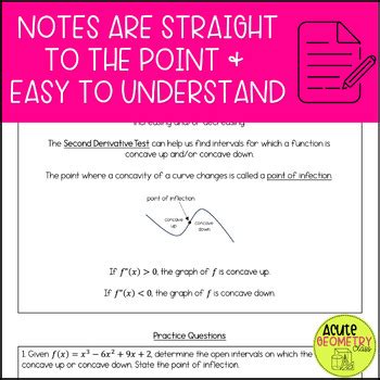 Second Derivative Test Concavity Inflection Points Calculus Notes