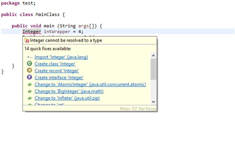 Java Integer Cannot Be Resolved To A Type Error Stack Overflow
