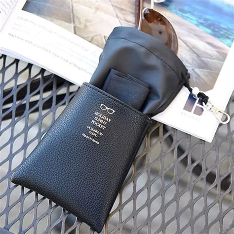 Portable Sunglasses Bag Drawstring Glasses Pouch With Hook Soft Upu