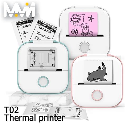 T02 Portable Printer Thermal Printer Ink Less Photo Label Note Printer