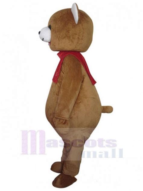 Red Scarf Bear Mascot Costume For Adults Mascot Heads