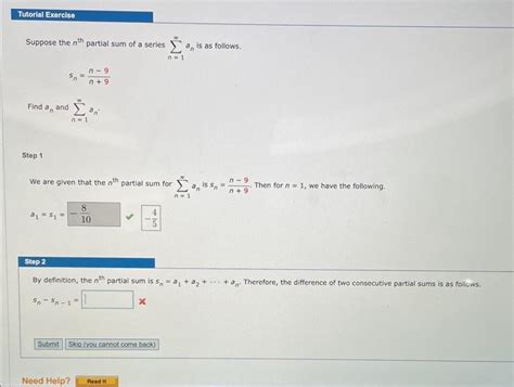 Solved Suppose The Nth Partial Sum Of A Series ∑n1∞an Is