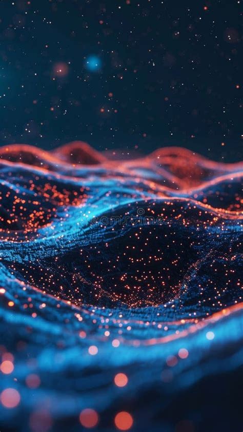 Abstract Digital Wave Landscape With Glowing Particles Futuristic Data Visualization Concept