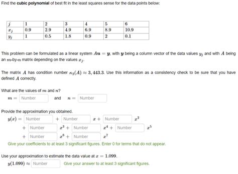 Solved Find The Cubic Polynomial Of Best Fit In The Least Chegg