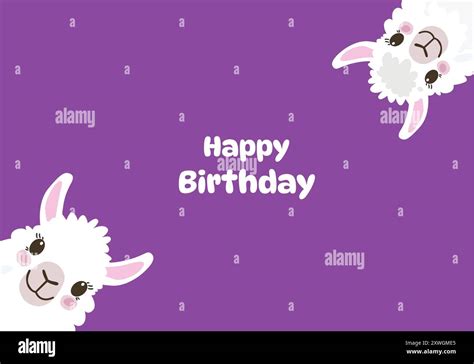 Happy Birthday Llamas On Purple Background Stock Vector Image And Art Alamy