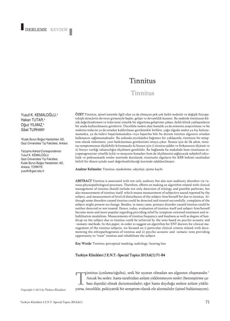 Pdf Tinnitus