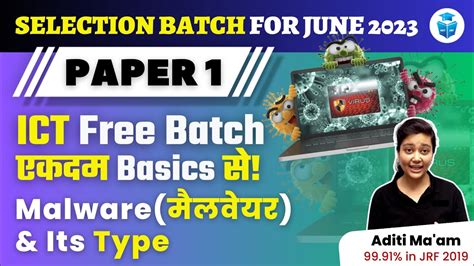Nta Ugc Net 2023 Paper 1 Ict Computer Malware And Its Types Net Jrf With Aditi Mam