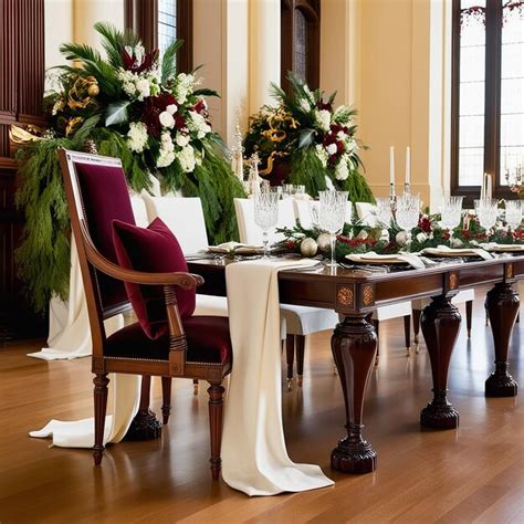 Premium Photo A Dining Room With A Table With Flowers And A Chair
