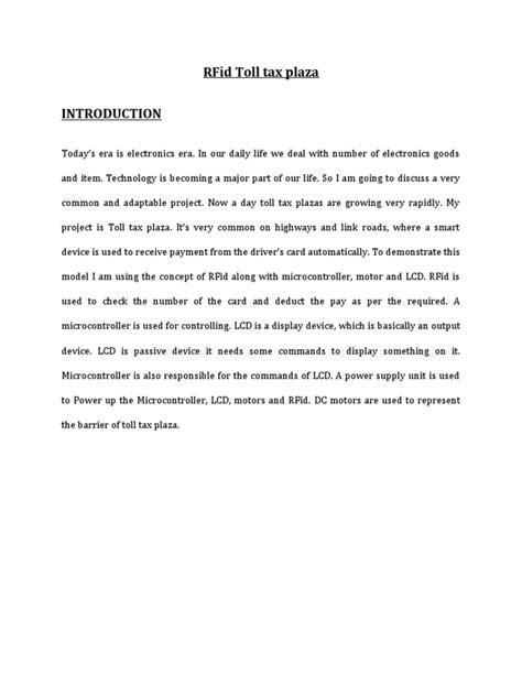 Rfid Toll Tax Plaza Using Arduino Pdf
