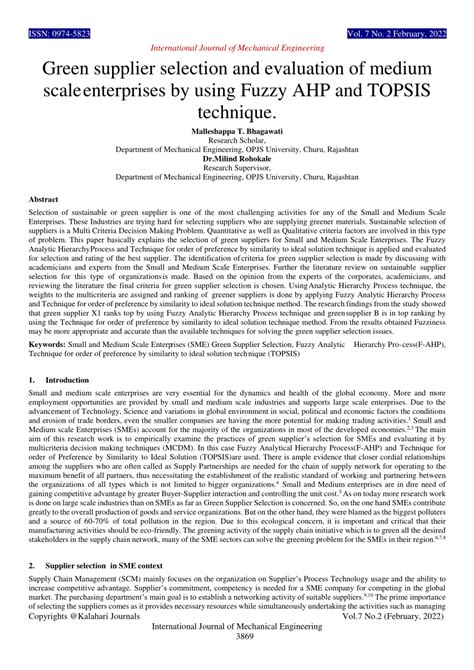 Pdf Green Supplier Selection And Evaluation Of Medium Scale Enterprises By Using Fuzzy Ahp And