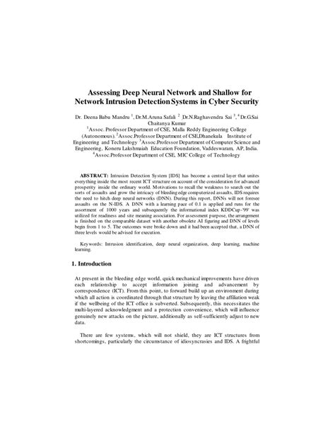 Pdf Assessing Deep Neural Network And Shallow For Network Intrusion Detection Systems In Cyber