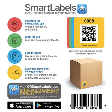 Smartlabels Mini Pack 4 Qr Code Stickers 4 Colors Smart Labels