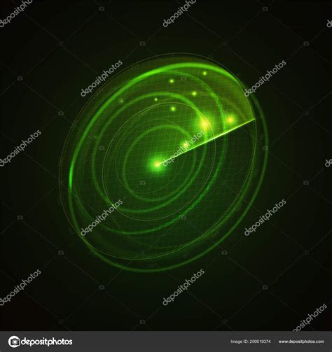 3d Hud Radar Scanning The Space Military Searching System Blip Navy Radar With Targets On