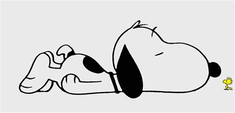 Snoopy Sleeping Woodstock Bird Black And White Peanuts Comics