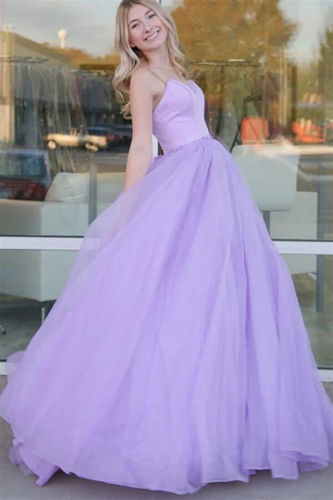 Lilac Ball Gown Tulle Sweetheart Neck Prom Dresses Sp871 Simidress