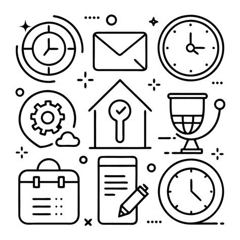 Set Of Nine Line Icons Related To Time Management And Planning Premium Ai Generated Vector