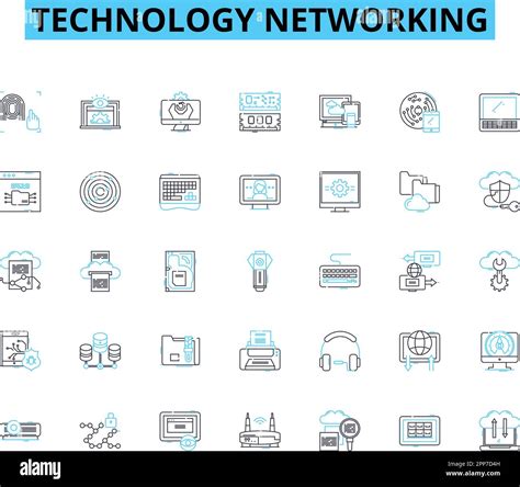Technology Networking Linear Icons Set Ethernet Wi Fi Router