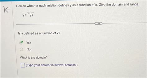 Solved Decide Whether Each Relation Defines Y ﻿as A Function