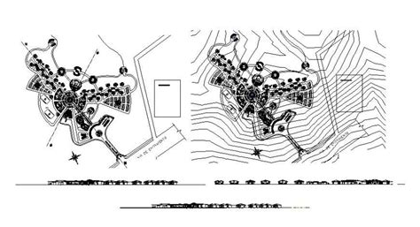 Contour Planning Details And Building Drawing In Autocad