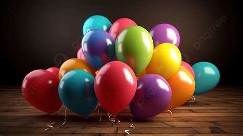 풍선 다발이 나무 바닥에 앉아 있다 생일 축하 풍선 사진 배경 일러스트 및 사진 무료 다운로드 Pngtree