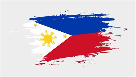 필리핀 국가 벡터 일러스트 레이 션의 크리에이 티브 손으로 그린 브러시 스트로크 플래그 프리미엄 벡터