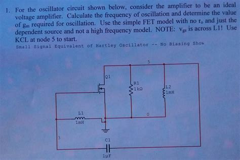 Solved For The Oscillator Circuit Shown Below Consider The