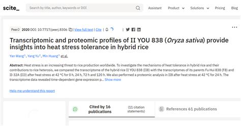 Transcriptomic And Proteomic Profiles Of Ii You 838 Oryza Sativa Provide Insights Into Heat