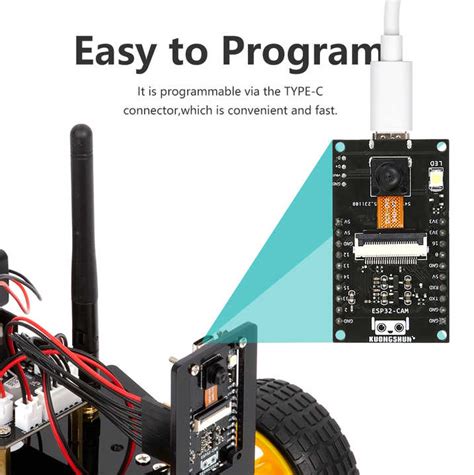 C 프로그래밍 튜토리얼이 포함 된 Wifi 로봇 Esp32 카메라 Iot 키트 초보자와 Diy 애호가에게 이상적