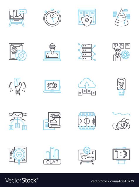 Report Generation Linear Icons Set Analytics Vector Image