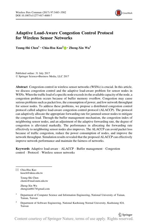 Adaptive Load Aware Congestion Control Protocol For Wireless Sensor