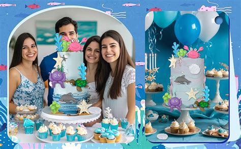 Rasslisa 11 Pcs Under The Sea Cake Decorations Sea Ocean