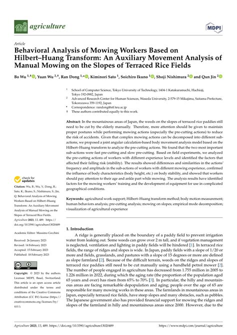 Pdf Behavioral Analysis Of Mowing Workers Based On Hilbert Huang Transform An Auxiliary