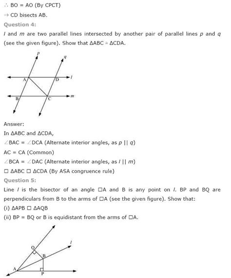 NCERT Solutions For Class 9 Maths Chapter 7 Triangles