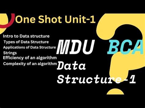 MDU BCA Sem-3 Data Structure-I Complete Unit-1 One shot - YouTube