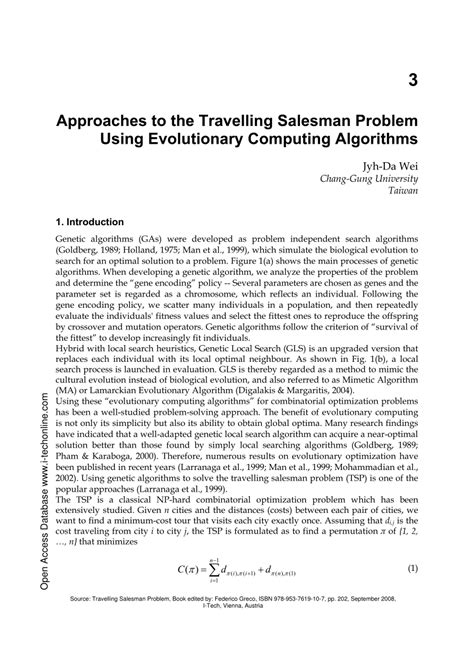 pdf approaches to the travelling salesman problem using evolutionary