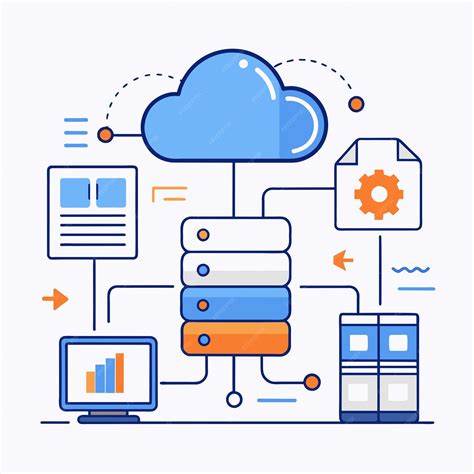 Premium Vector A Cloud Connecting A Computer And A Laptop For Data Management And Backup Cloud