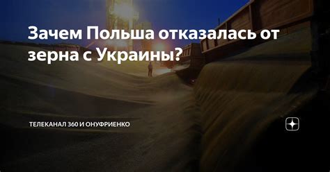Зачем Польша отказалась от зерна с Украины Телеканал 360 Дзен